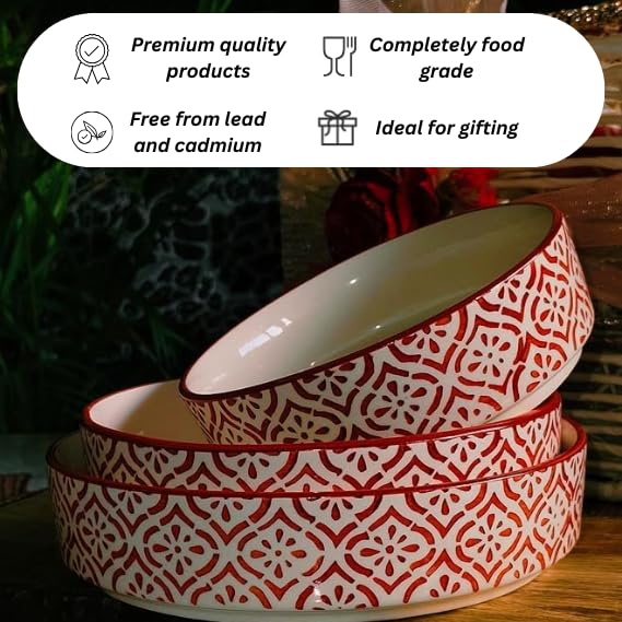 Red Design Bowls Set of 3 – Niyara
